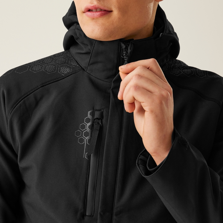 Black hooded jacket store