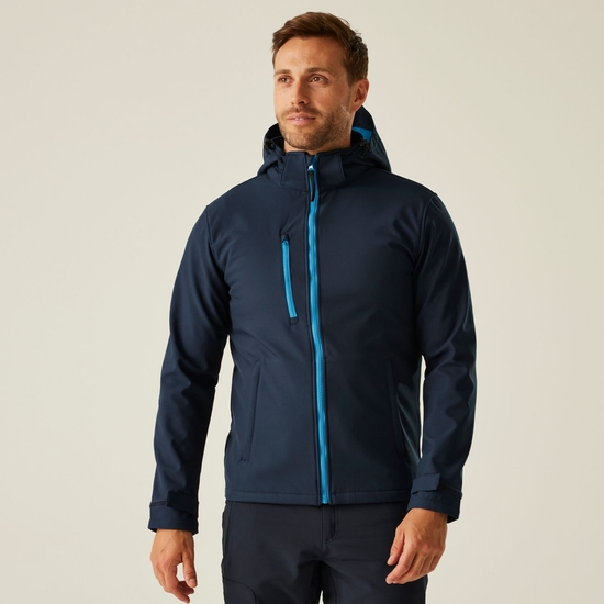 Men's Venturer 3 Layer Printable Hooded Softshell Jacket - Navy French ...