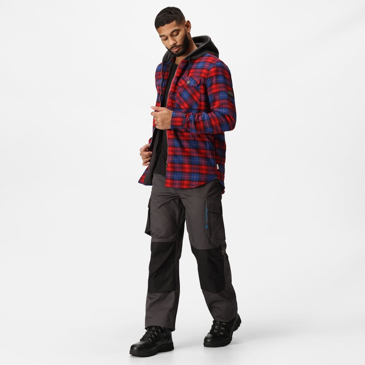 Men's Seige Hooded Shirt Jacket - Classic Red Check | Regatta UK Men's Seige Hooded Shirt Jacket - Classic Red Check | Regatta UK